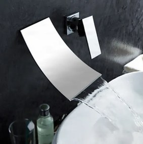 Nástěnná umyvadlová baterie EYN SU3875 s LED a kaskádovým výtokem, chrom