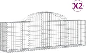 Klenuté gabionové koše 2 ks 200x30x60/80 cm pozinkované železo 3146068