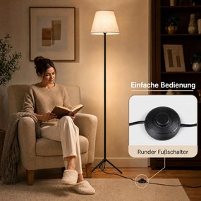 Costway Moderní stojací lampa s látkovým stínidlem E 27 Stojací lampa s kovovým