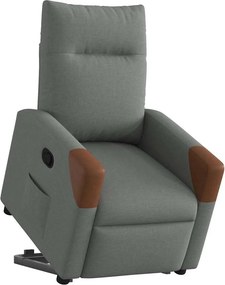 Zvedací polohovací křeslo tmavě šedé textil 3324007