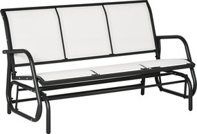 Outsunny zahradní houpačková lavička pro 3 osoby z kovu a prodyšného síťového materiálu, 147x75x85 cm, béžová