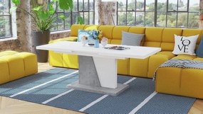 NOIR bílý / beton, rozkládací, konferenční stůl, stolek