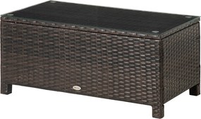 Outsunny Zahradní Boční Stolek Kávový Stolek Patio Poly Rattan Hnědý 85 x 50 x 39 cm | Aosom