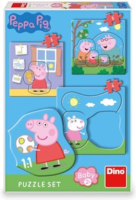 DINO Baby puzzle 12 dílků Peppa Pig Rodina 18x18cm skládačka 3v1 velké dílky dn325135