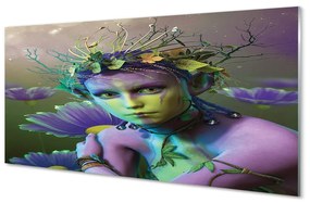 akrylový obraz Elf ženě květiny 140x70 cm