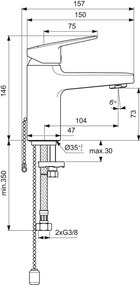 Ideal Standard Ceraplan - Umyvadlová baterie s řetízkem, chrom BD210AA