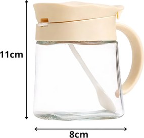 Verk Group Skleněná nádoba na koření do kuchyně s uchem, 300 ml + lžička