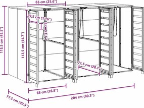 vidaXL Úložný box na 3 popelnice Antracit 340 x 77,5 x 115,5 cm Ocel [3394769]