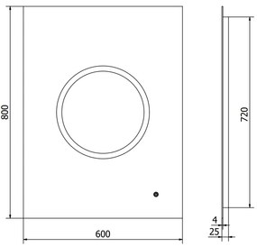 Mexen Koga, LED koupelnové zrcadlo s podsvícením 60 x 80 cm, 6000K, ochrana proti zamlžování, 9821-060-080-611-00