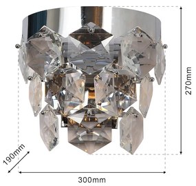 Nástěnné svítidlo Grace, 1x křišťálové stínítko, ch