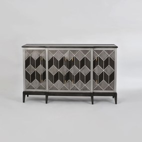 Komoda Stilig ST504 152 cm z masivu šedá/zlatá