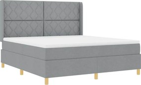 Postel s boxspringem s čelo Světle šedá 180 x 200 cm textil 3341910
