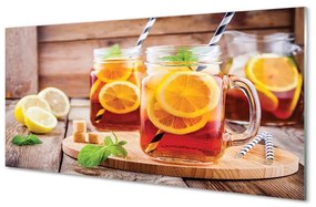Obraz na skle Ice Tea citrusové brčka 120x60 cm