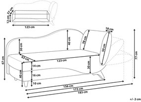 Sametová lenoška s úložným prostorem tmavošedá pravostranná MERI Beliani