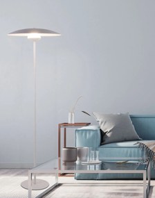 Stojací podlahová LED lampa LUND, bílé stínidlo talíř