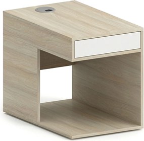Kancelářský kontejner na PC pro stoly FUTURE, 1 zásuvka, 500 x 750 x 600 mm, bílá/dub přírodní