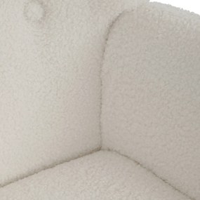 Relaxační křeslo ušák s podnožkou RENI - bílá látka bouclé