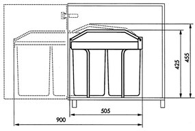 Hailo Odpadkový koš do skříňky Multi-Box Duo vel. L 2x 14 l krémový - Default Title