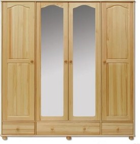 Casarredo - Komfort nábytek Šatní skříň FS-120, 4-dvéřová se zrcadlem | barva: bez moření borovice