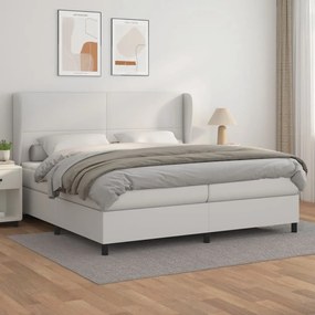 Box spring postel s matrací bílá 200x200 cm umělá kůže,  3128932