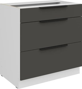 ARIA po | dolní skříňka 80 D 3S zásuvková | 80 cm | PREMIUM BOX | bílá/šedá grafit