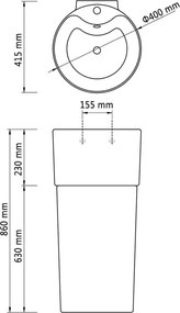 vidaXL Stojací umyvadlo keramické kulaté , otvor na baterií, přepad [141943] Barva: Bílá