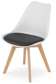 Bílo-černá židle BALI MARK s bukovými nohami