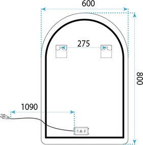 Rea Rea, Zrcadlo LED 80x60cm CAMLOT, HOM-01518