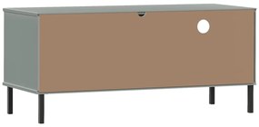 TV stolek Oslo III s kovovými nohami - masivní borové dřevo | šedý