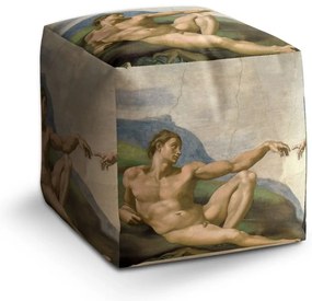 Sablio Taburet Cube Stvoření Adama - Michelangelo Buonarroti: 40x40x40 cm