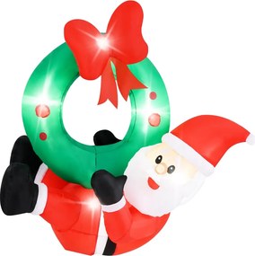 Costway 120 CM nafukovací dekorace Vánoční LED Santa Claus s věncem Vánoční