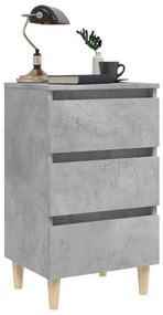 Noční stolek nohy z masivního dřeva betonově šedý 40x35x69 cm - Default Title