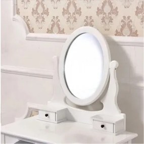 Toaletní stolek s taburetem Linet New bílostříbrný