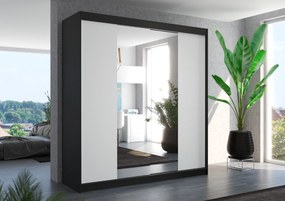 ADRK Furniture Skříň s posuvnými dveřmi a zrcadlem PERQS 200 ADRK-SW-PER-BW-200
