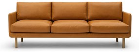Kožená trojmístná sedačka Emo Barva kůže:: hnědá, Barva nohou:: přírodní dub