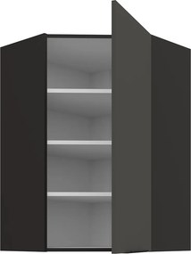 ARIA pe | horní kuchyňská skříňka 60x60 GN-90 1F (45°) rohová s policemi | 60x60 cm | VYSOKÁ | černá/šedá grafit