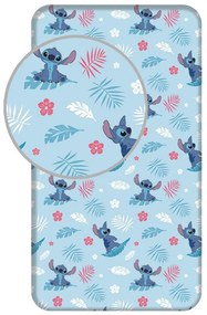 Modré napínací bavlněné dětské prostěradlo na jednolůžko 90x200 cm Lilo &amp; Stitch "Blue" – Jerry Fabrics