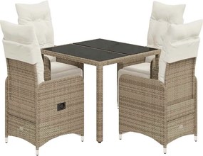 5dílný zahradní bistro set s poduškami hnědý polyratan 3277210