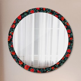Kulaté dekorativní zrcadlo Červené semeno máku fi 100 cm