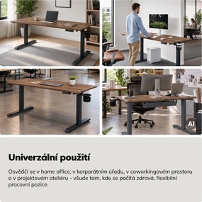 Elektrický stůl s regulací výšky ergonomický antracitový/ořech,1600x800 mm: ARIA