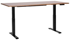 Elektricky nastavitelný psací stůl 180 x 80 cm tmavé dřevo/černý DESTINES Beliani