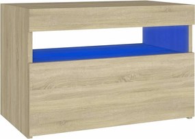 Noční stolek LED osvětlení dub sonoma 60x35x40 kompozitní dřevo 3082780