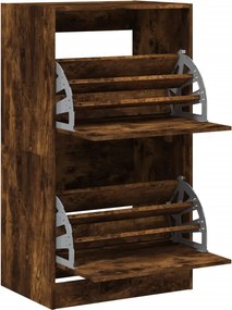 Botník se 2 výklopnými zásuvkami kouřový dub 60 x 42 x 108 cm 3214389