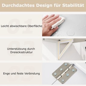 Costway Nástěnný skládací stůl šetřící prostor Skládací – 80 × 60 cm, bílý