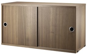 STRING Skříňka Cabinet with Sliding Doors, Walnut