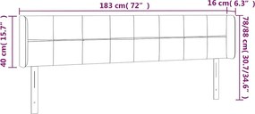 Čelo postele s LED tmavě hnědé 183 x 16 x 78/88 cm textil 3123253