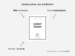 SUŠENÝ ČESNEK - Samolepka na kořenky 3 x 4 cm - DomaLEP varianta: BÍLÁ - základní písmo
