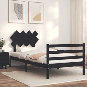 Rám postele s čelem černý 100 x 200 cm masivní dřevo,  3195280 HangarStore.cz