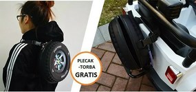 Ramiz Dětské terénní auto Monster Jeep 4x4 červené + dálkové ovládání + nastavitelné sedadlo + MP3 LED + zavazadlový prostor + batoh