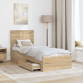Rám postele Sonoma dub a stříbrná 75 x 190 cm Kompozitní dřevo 3410960